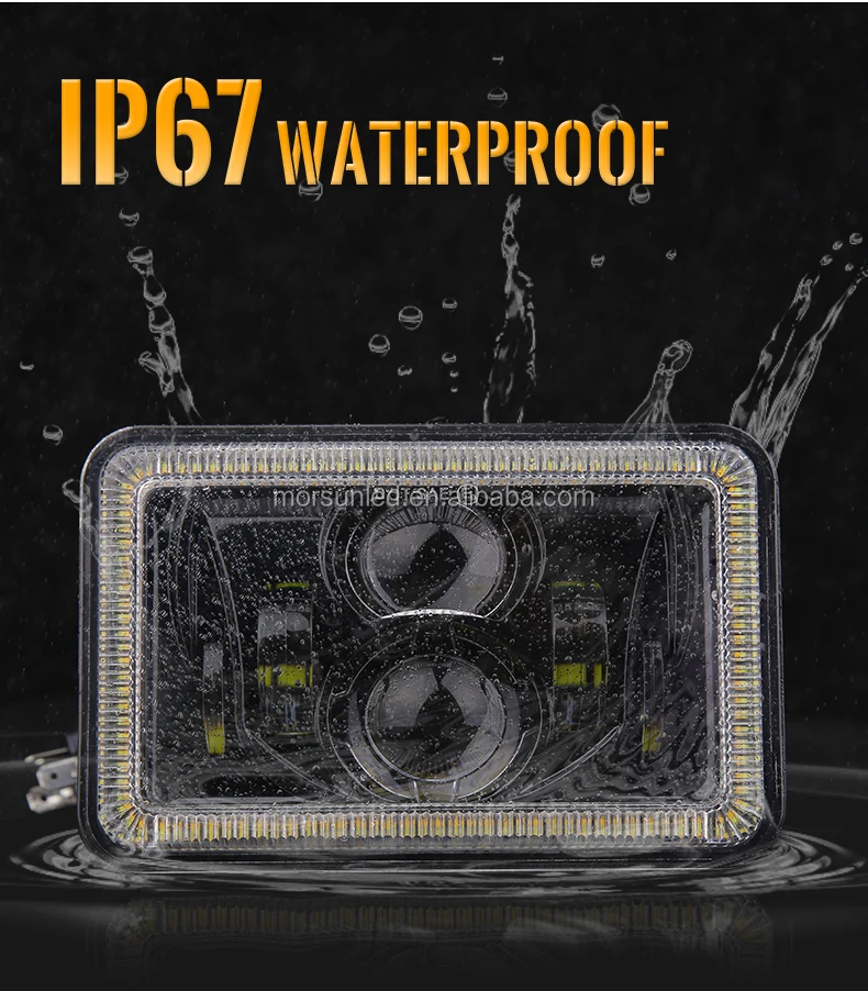 4x6 Inch 55w Led Headlights 6x4 Inch Black Chrome Sealed Single Beam ...