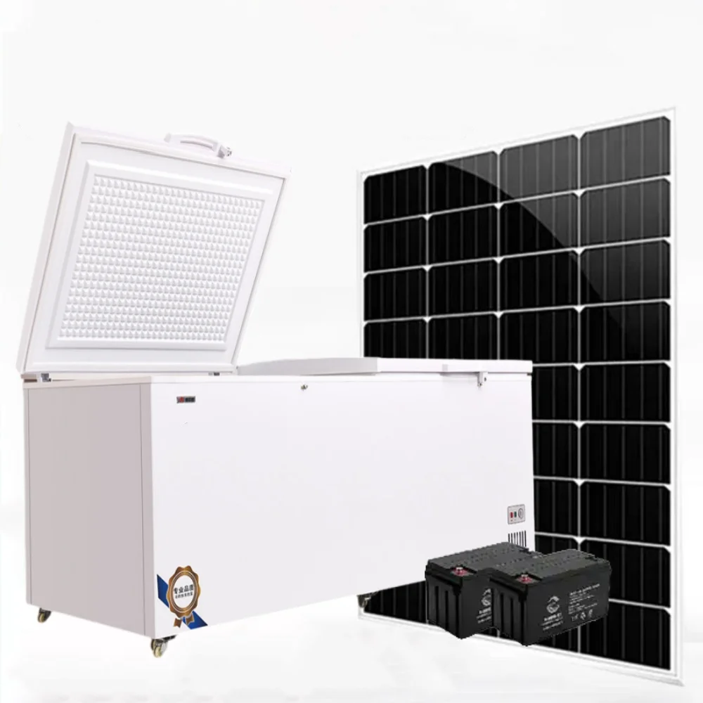 Double Doors Solar Energy 12V Solar DC Energy Saving Deep Chest Freezer ...