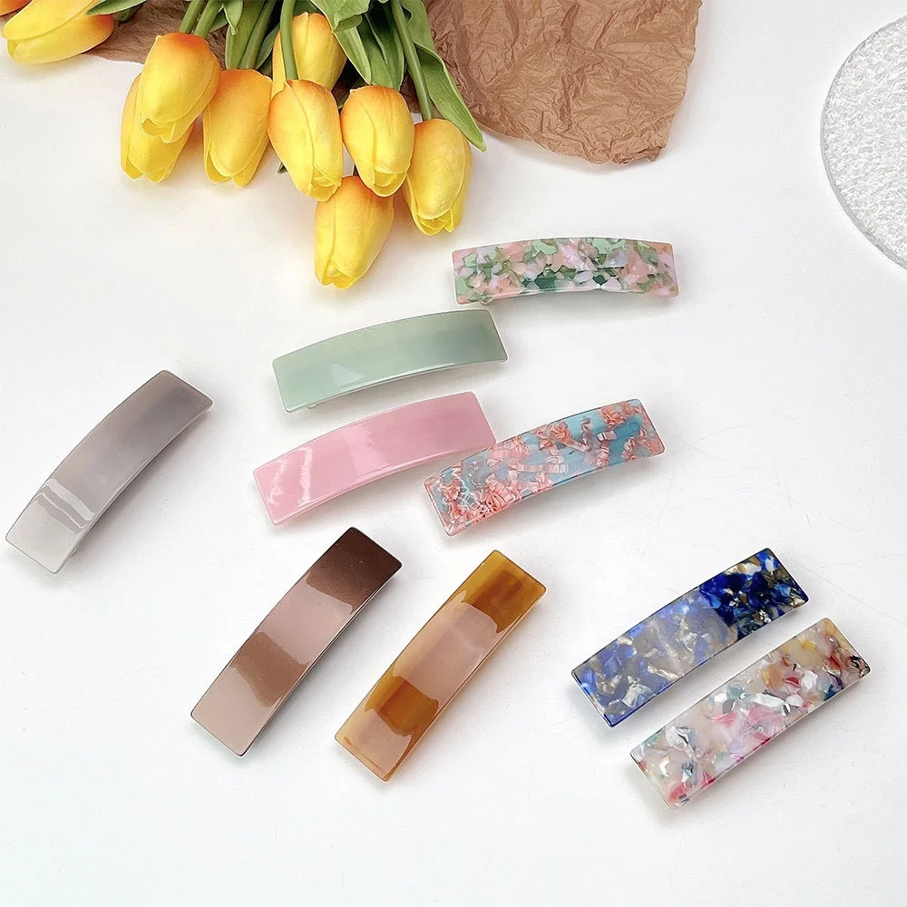 Elegant Acetate Hair Accessories French Style Square Line Clip Fringe ...