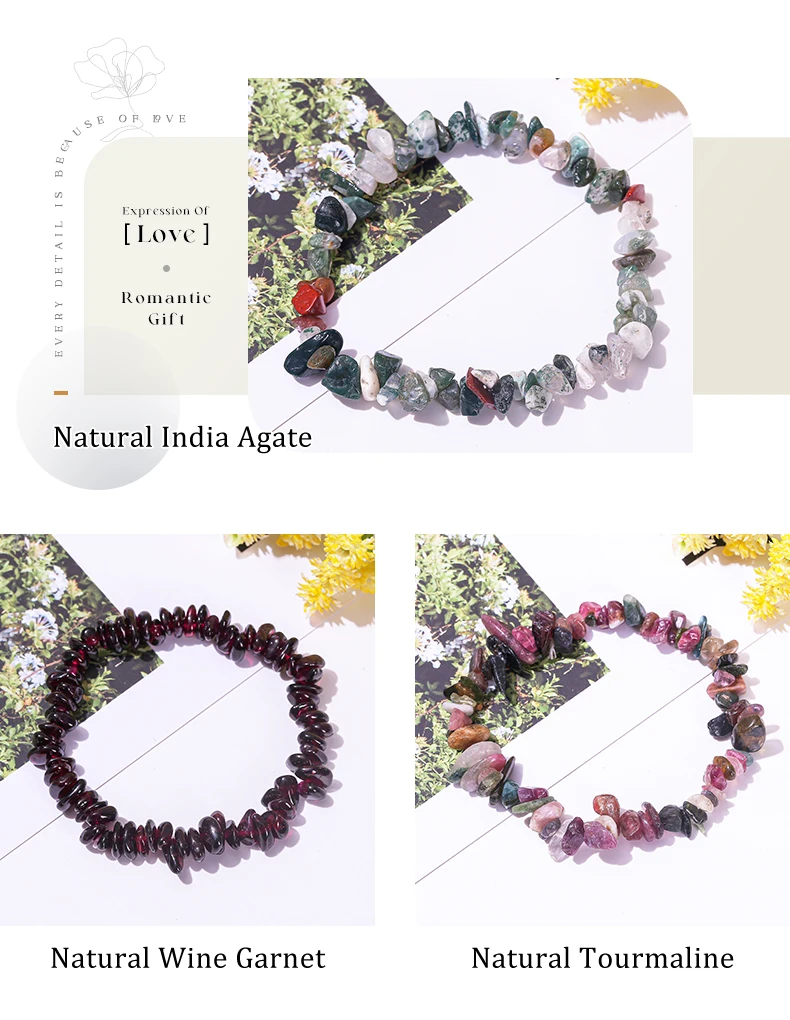 JD Natural Gemstone Healing Chip Strand Bracelet Chakra Irregular ...