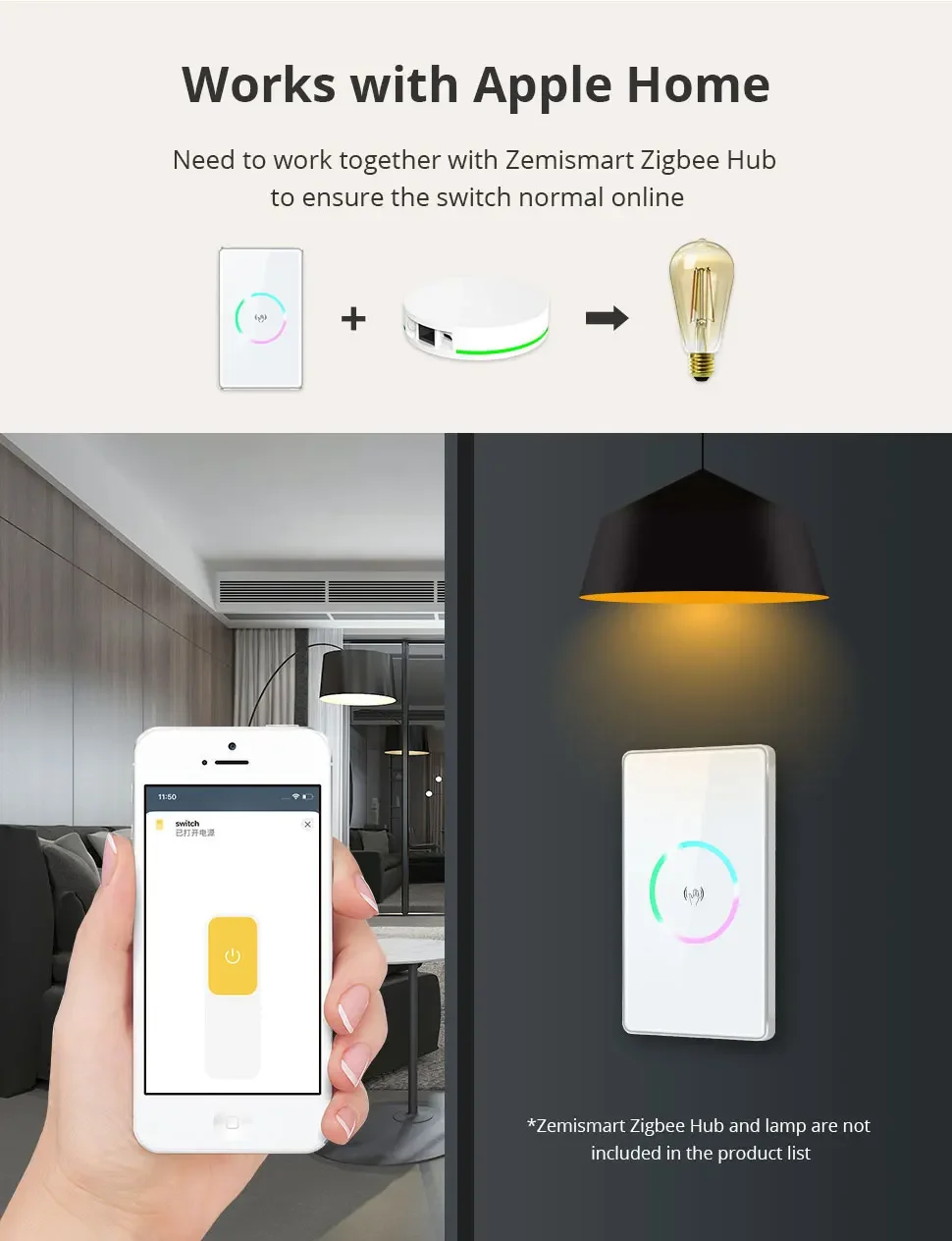 Zemismart Zigbee Smart Infrared Sensor Wave Switch Us Wall Light ...