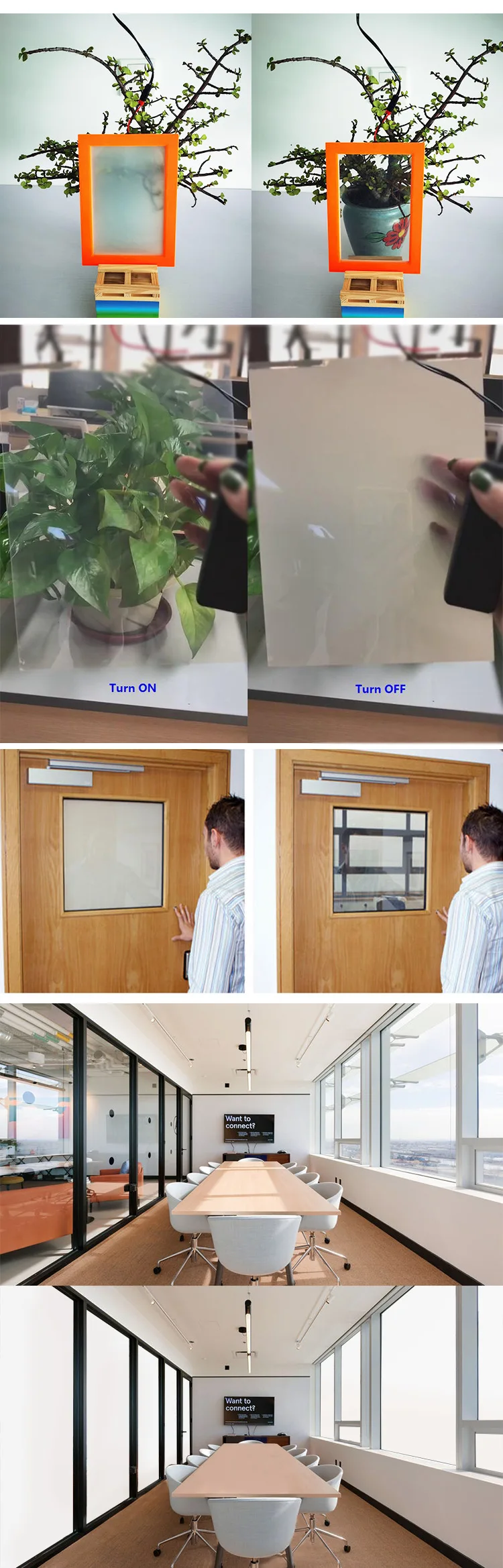 Self-Adhesive PDLC Smart Glass Window Film - Custom Size OEM