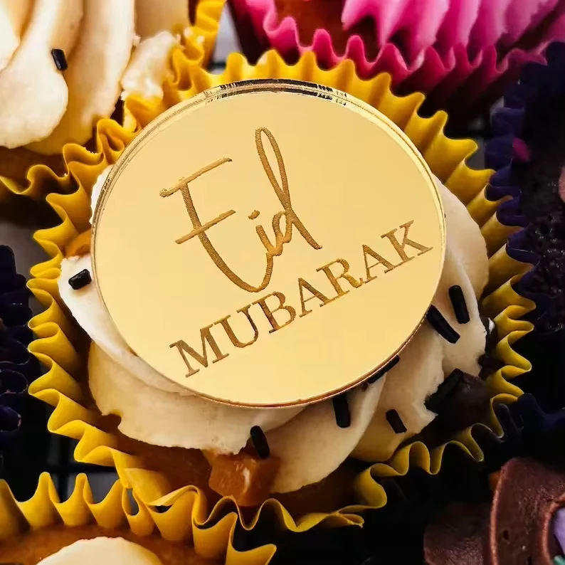 Eid Mubarak Cake Topper 10pcs Golden Muslim Cake Picks Cupcake Toppers ...