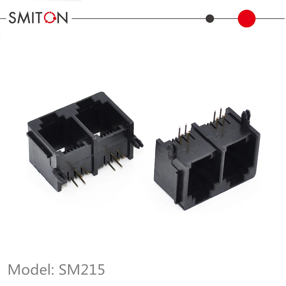 Rj11 Double 6p4c Female Pcb Mount Modular Jack - Buy 6p4c Female Pcb Mount Modular Jack double ...