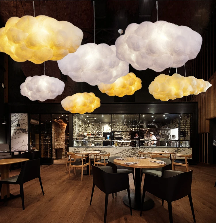 Creative White Floating Clouds Shape Chandeliers