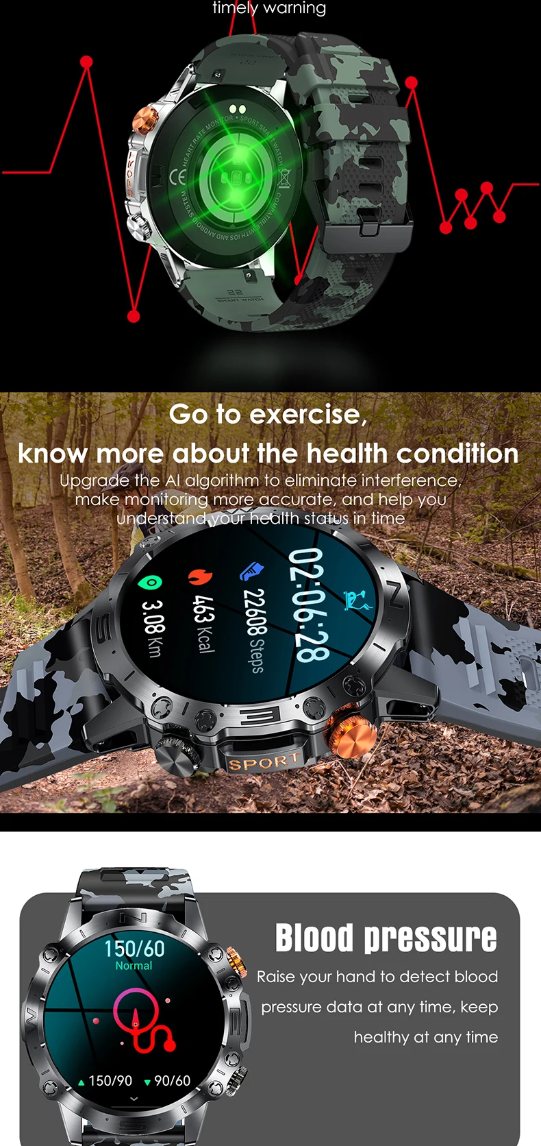 K59 Sports Outdoor Smart Watch 2023 1.43 Inch Amoled Screen Bt Call ...