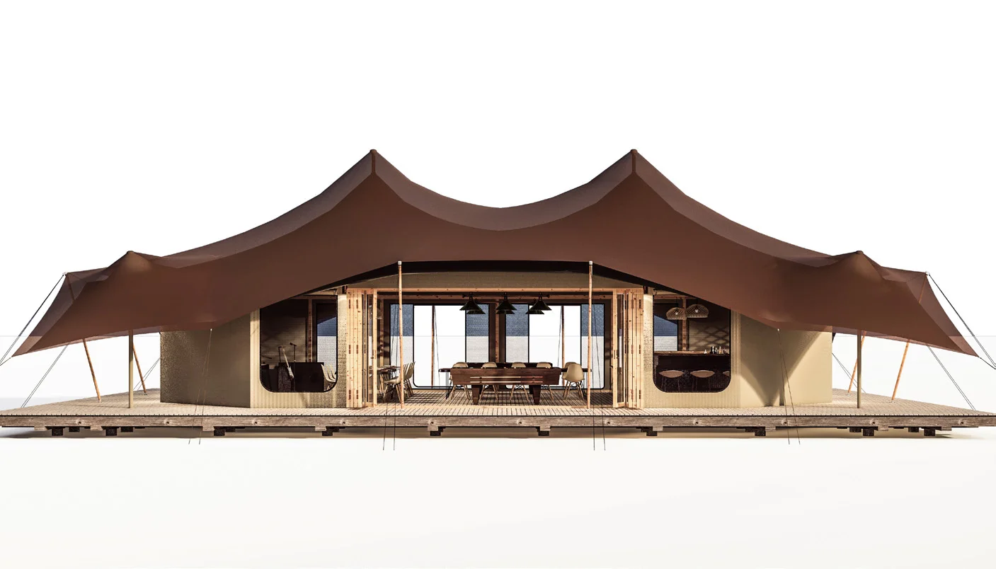 Luxury Eco-Friendly Glamping Tents with Bathroom & Two Bedrooms - OEM