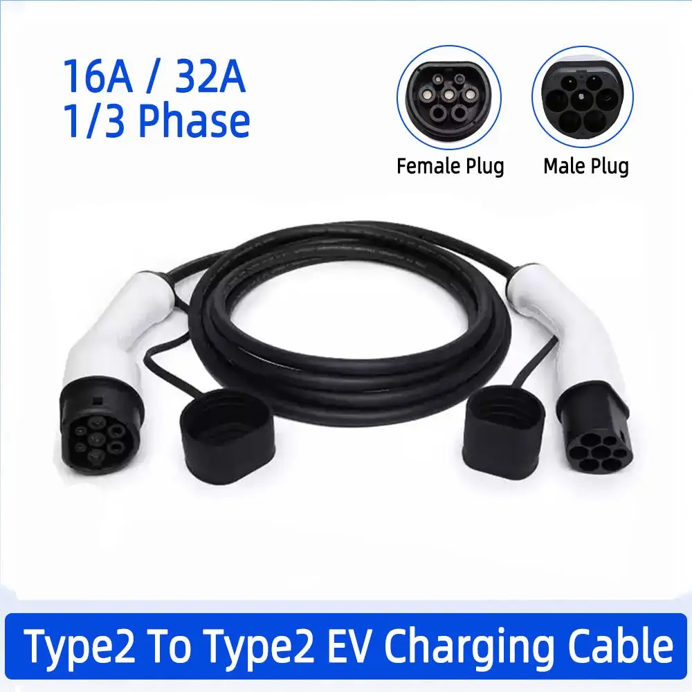 22kw 32a Three Phase Ev Charging Cable Type 2 To Gb/t T2 To Gb/t Black ...