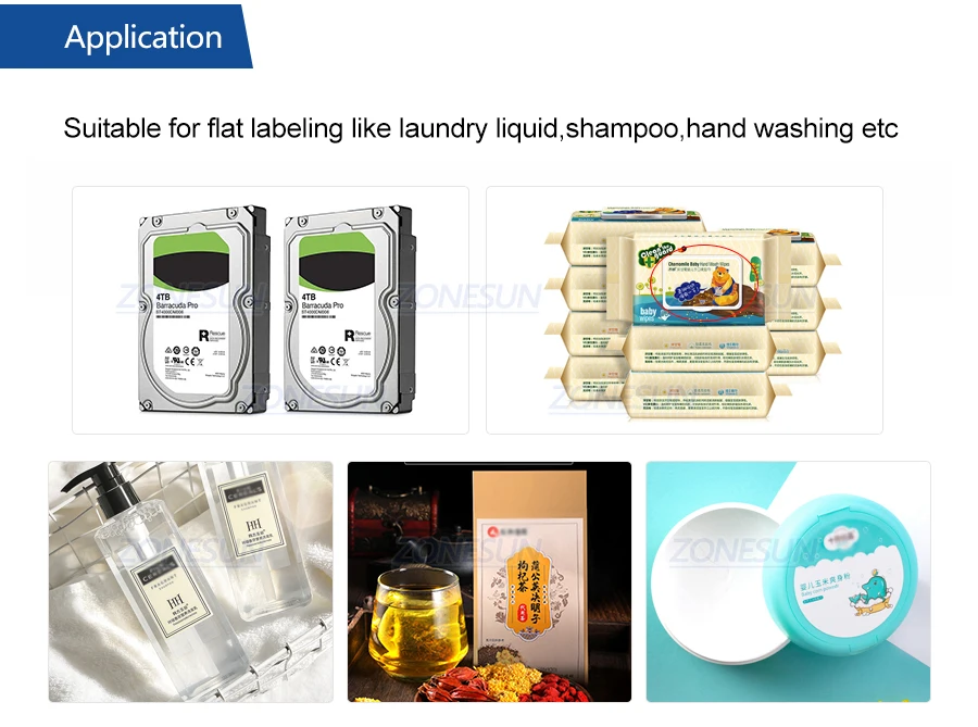 ZONESUN Flat Surface Sticker Labeling Machines for Food & Beverage