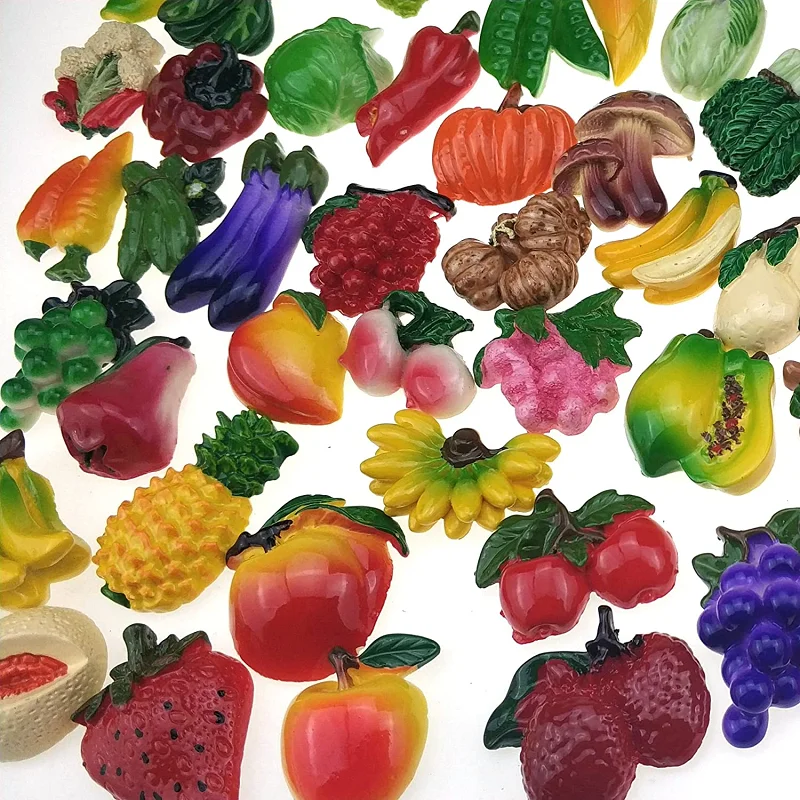 12Pcs Creative Resin Fruit Vegetables Fridge Magnet Funny Cute ...
