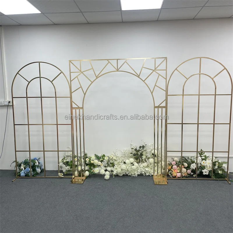 Event Party Stage Decoration Back Drops Supplies Gold Metal Frame ...