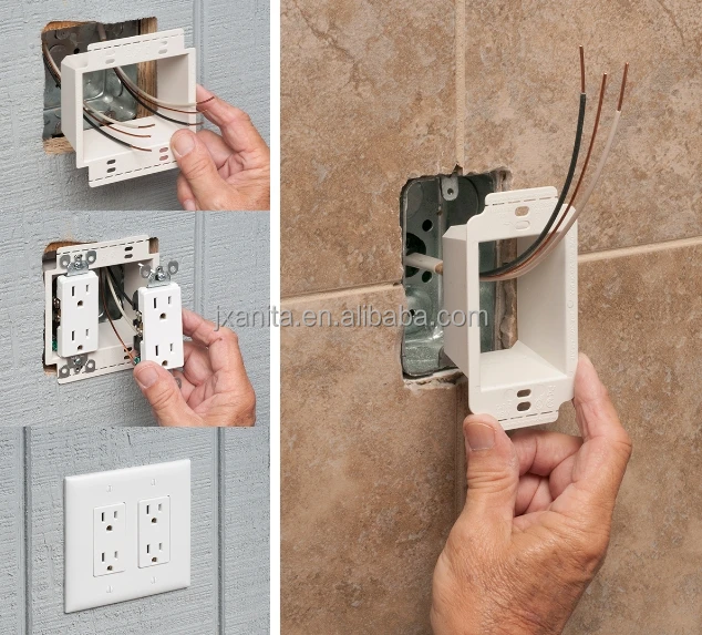 Single 1 Gang Rectangular Wall Box Extender White Extension Ring ...