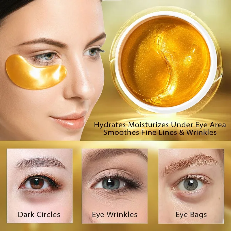 Aliver High Quality 24k Gold Collagen Crystal Eye Mask Santi Wrinkle