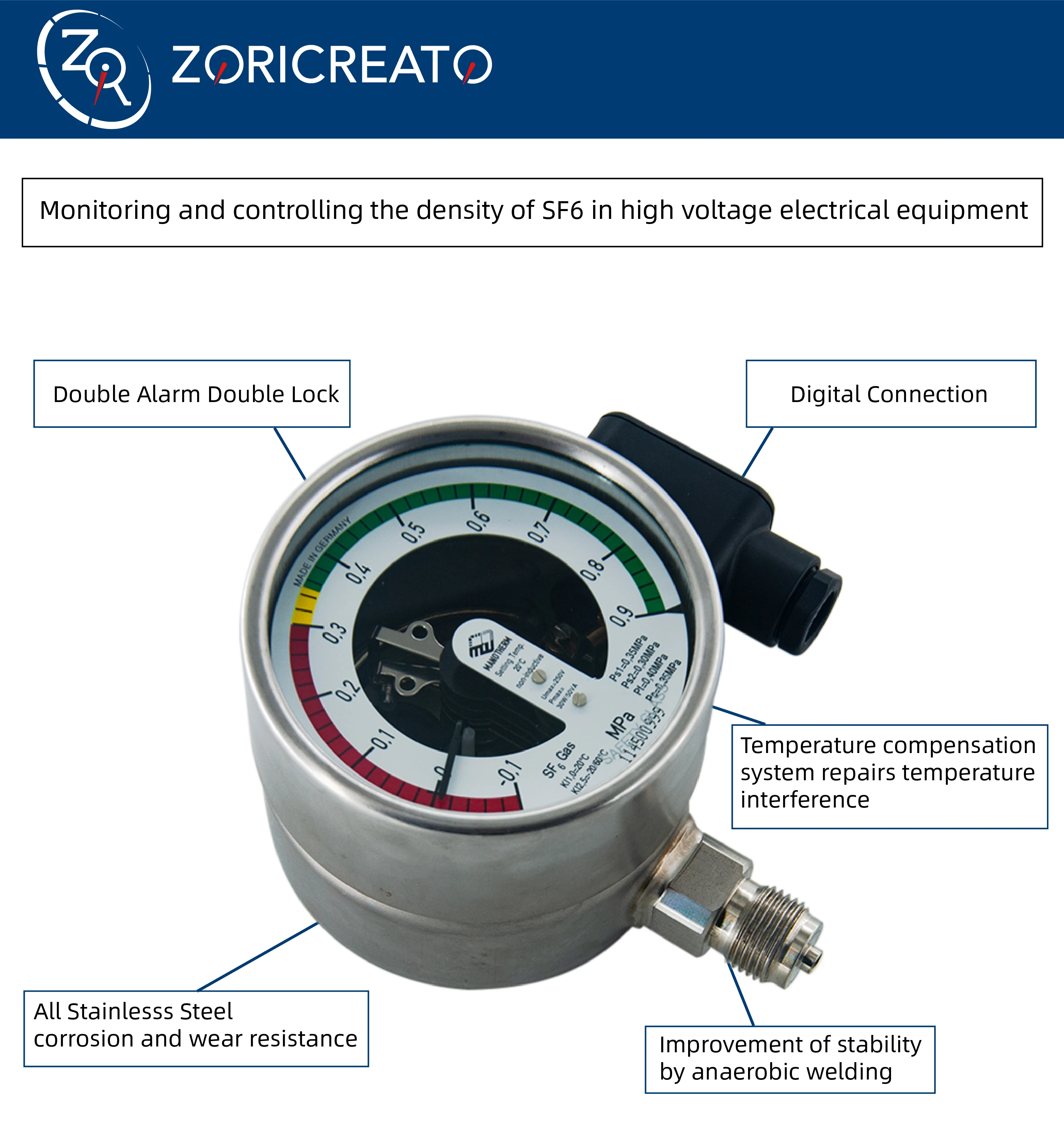 Sf6 Double Alarm With Remote Transmission Sf6 Density Relay Shockproof ...