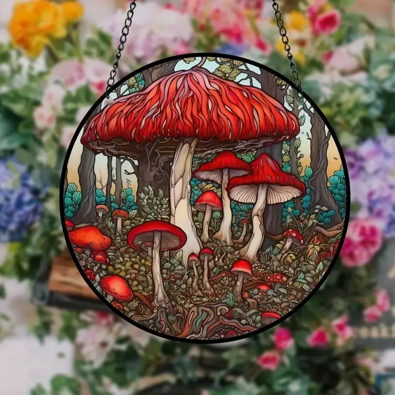 Mushroom Stained Windows Hangings,Stained Decoration Suncatcher Window ...