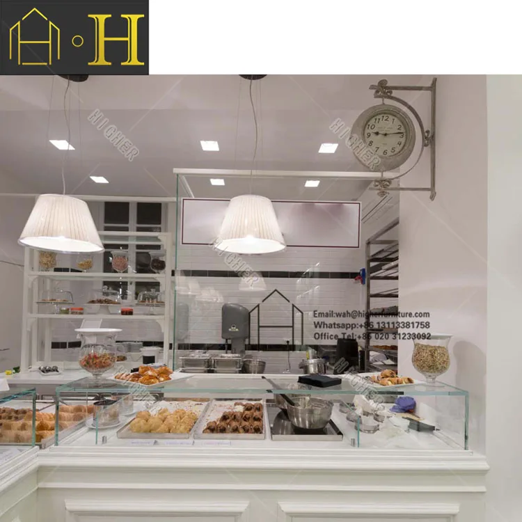 Customization Wooden Bakery Display Counter with Tempered Glass & LED ...
