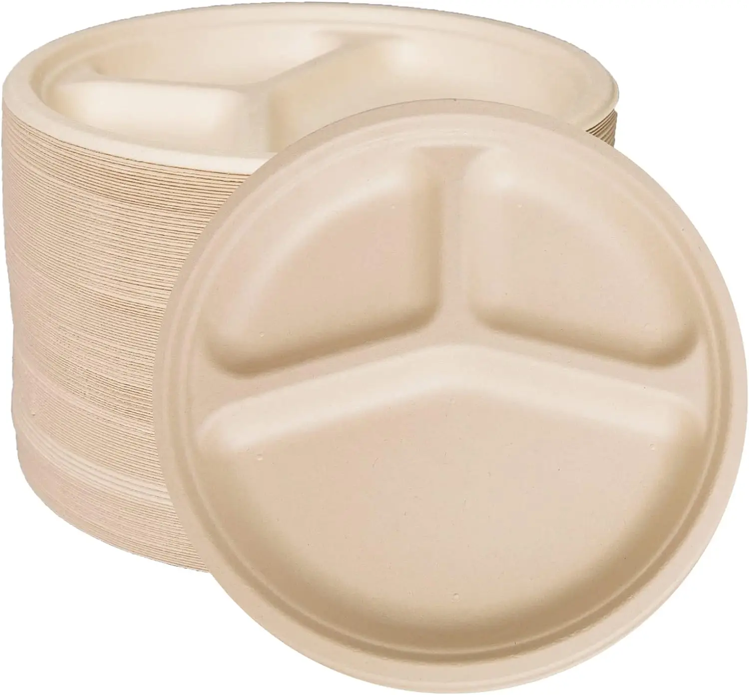 3-compartment Biodegradable Compostable Sugarcane Bagasse Plate For ...