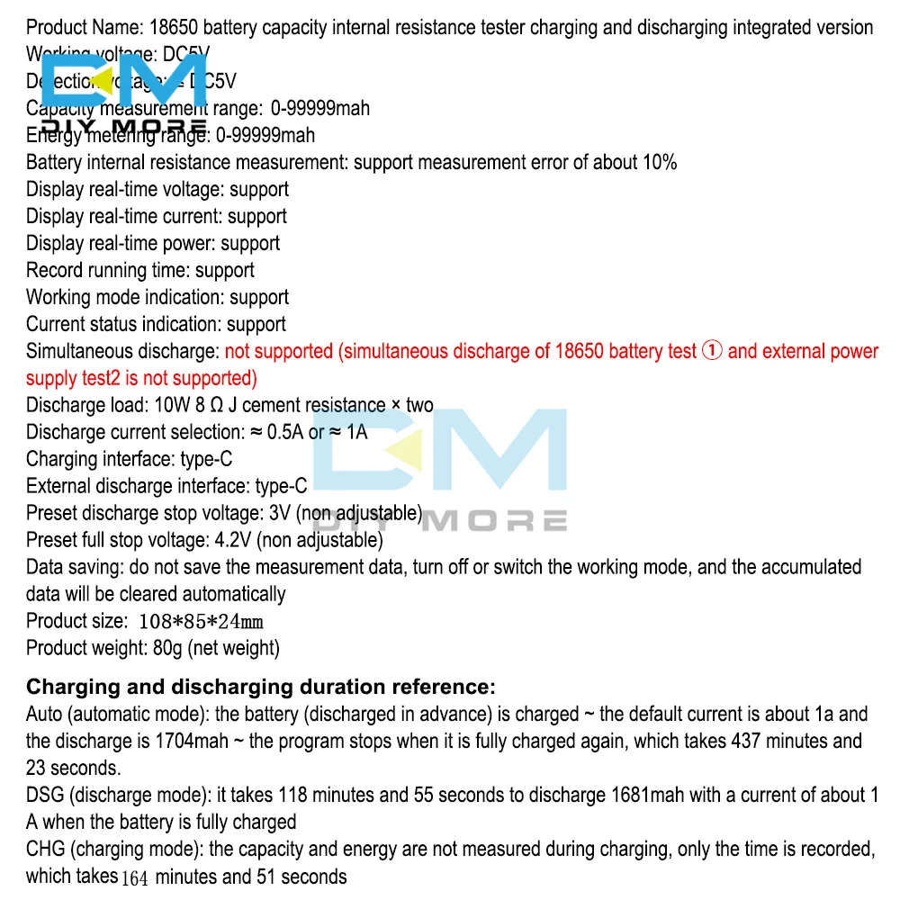 Battery Capacity Tester 18650 Module - Accurate Mah Measurement