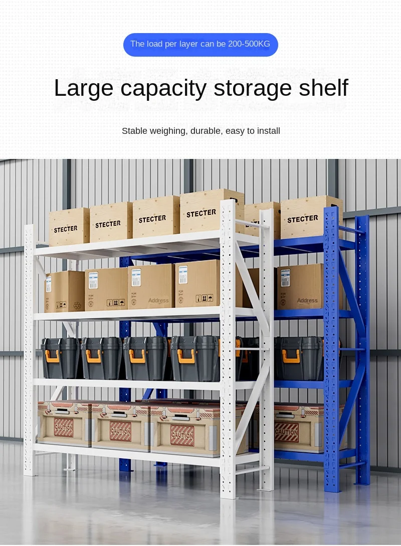 Warehouse Storage Shelf Rack 200kg To 500kg Adjustable Metal Shelves ...