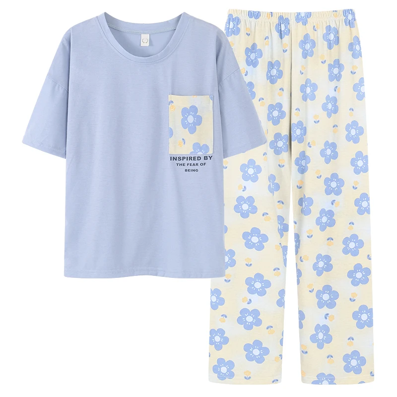 Print Set Floral Cotton Piyama Nightgown Korean Sleepwear Pijama ...
