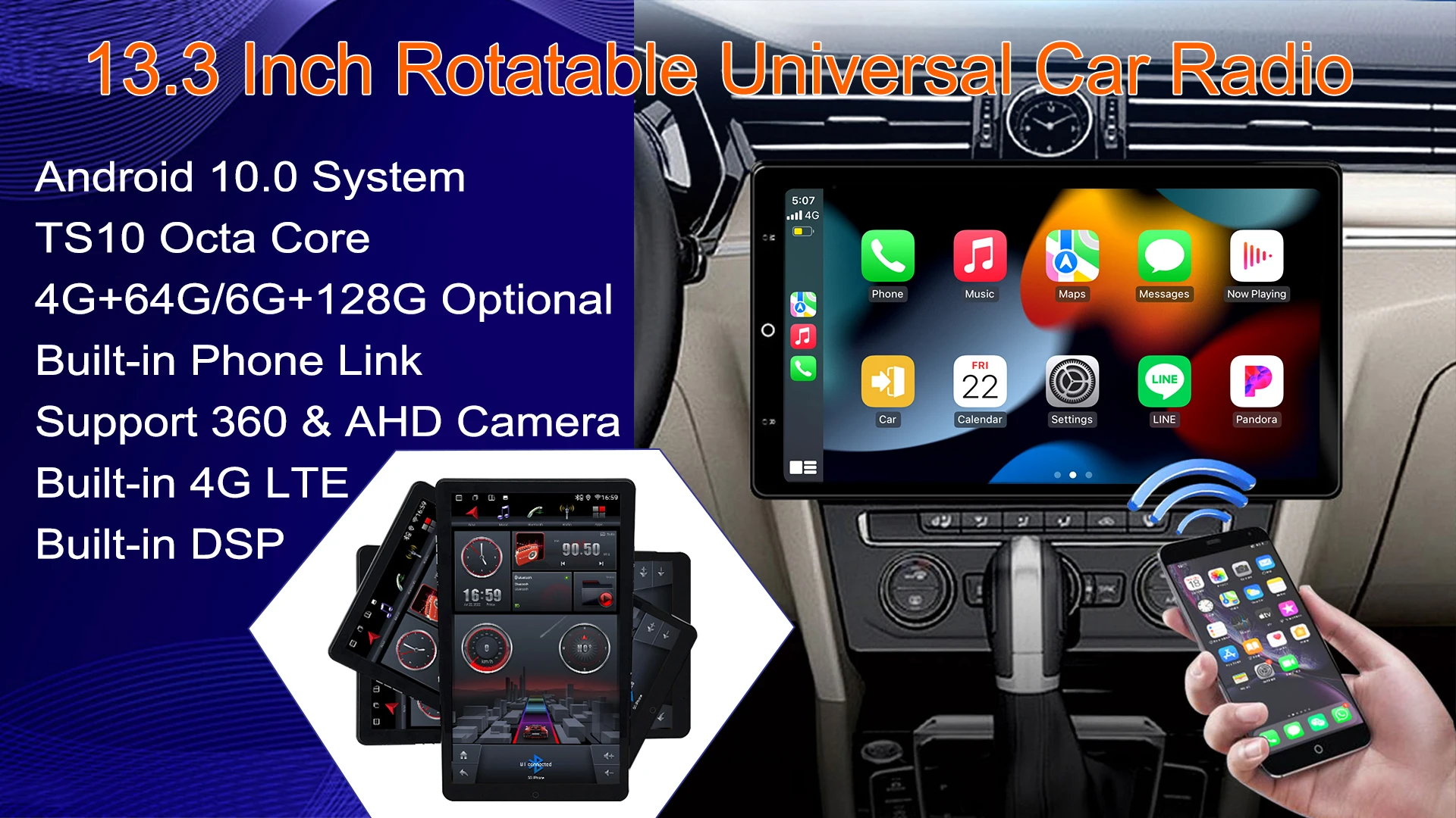 1 Din Android Car Radio 7 Inch Retractable Car Dvd Player Universal Car ...