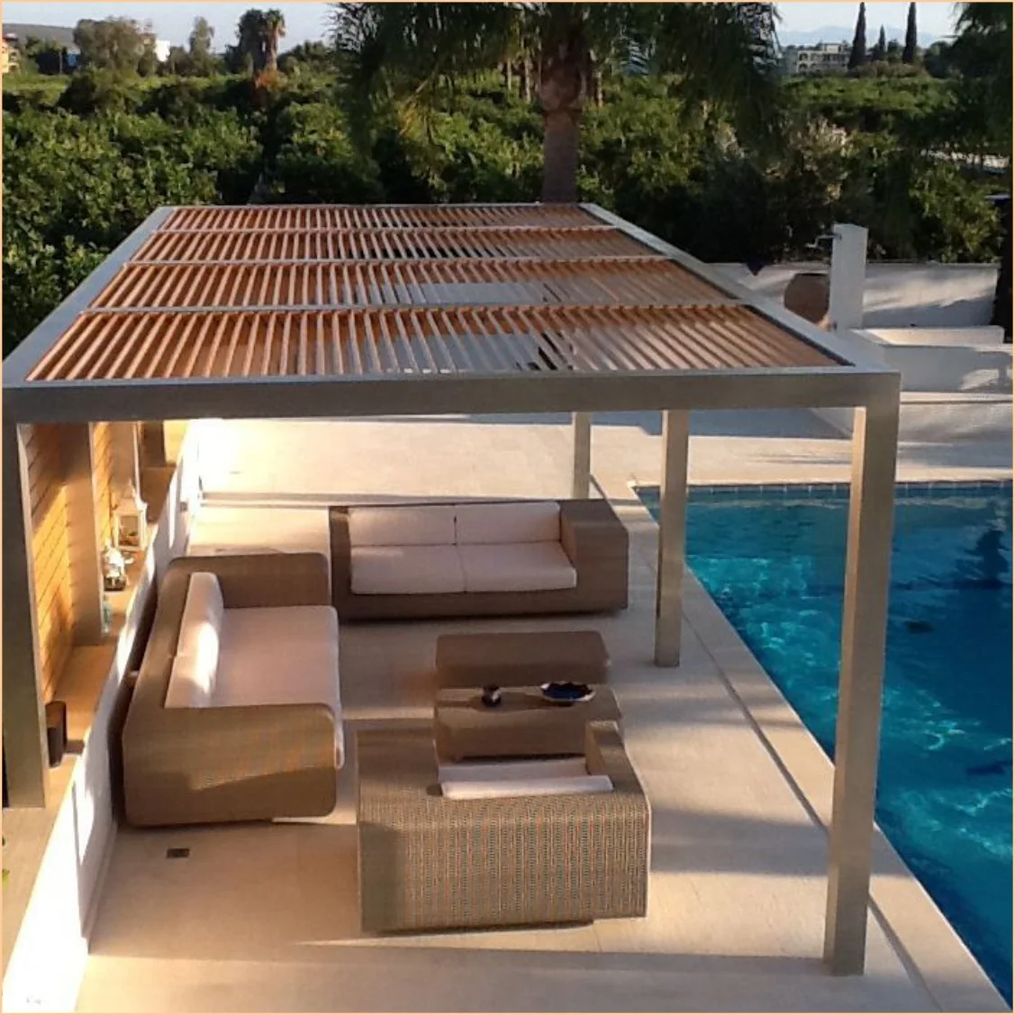 Louvered Roof Louver Pergola Outdoor Pergola Electric Aluminum Modern ...