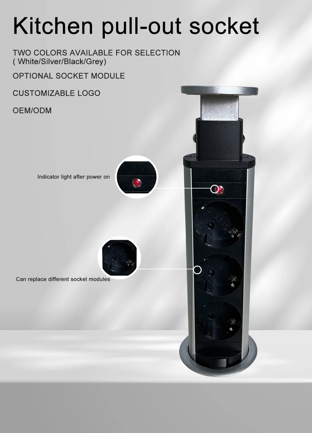 Buckles Design New Vertical Kitchen Pop up Socket Tower