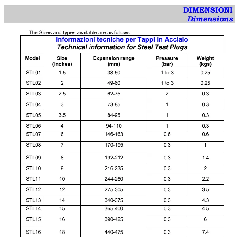 Petrosystem Italian-Made Premium Quality Stainless Steel Test Plugs DN ...