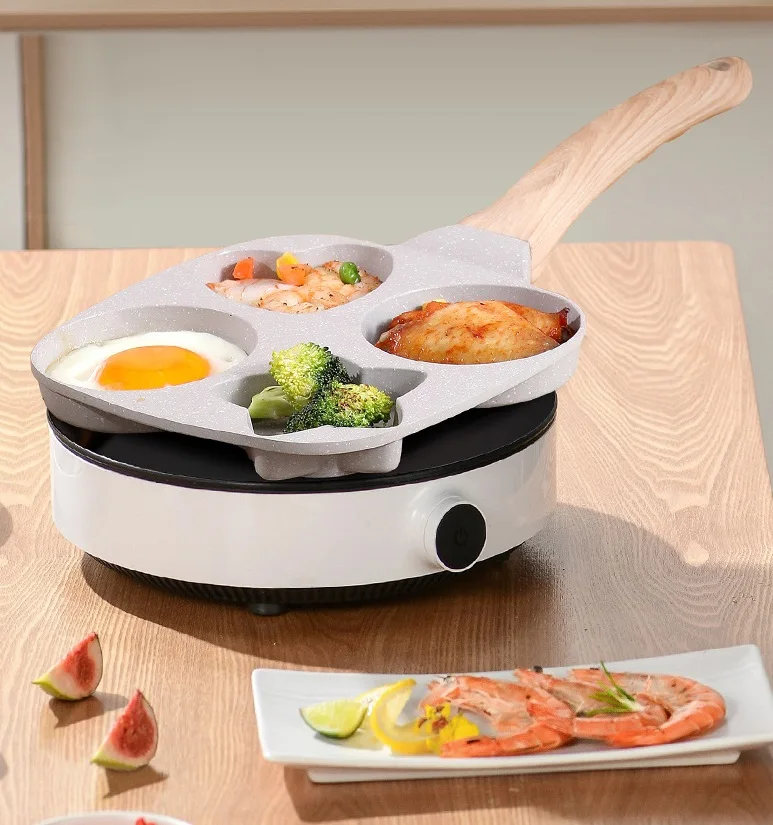Multifunctional Frying Pan Double Bottom Four Holes Non Stick Pot Egg ...