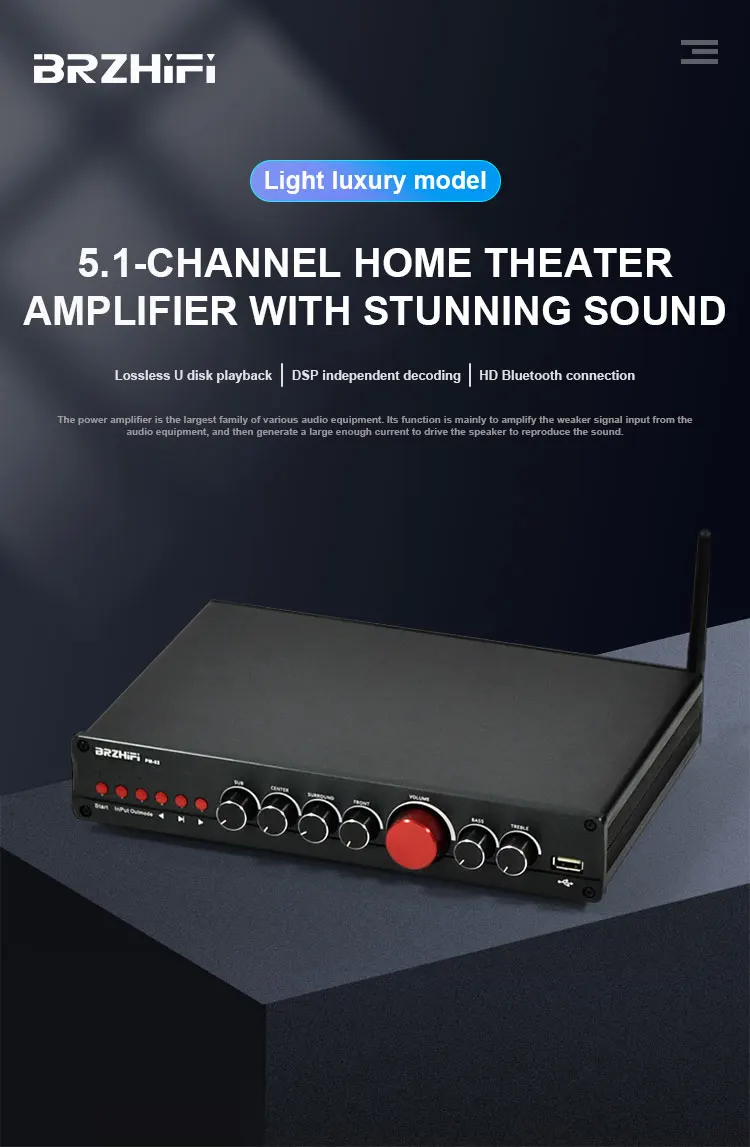 BRZHIFI PM-02 5.1 Channel High Power Amplifier - BT5.0 LDAC