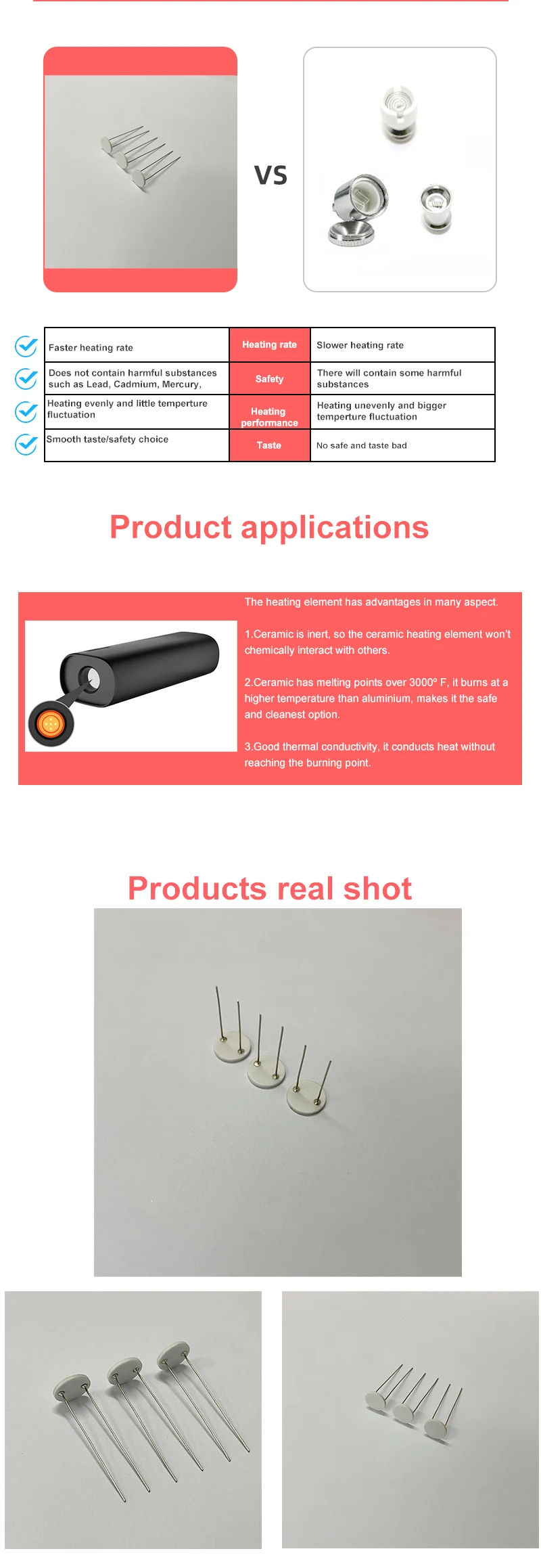 OEM Mini 3.7V-12V MCH Round Ceramic Heating Element 96% Alumina for ...