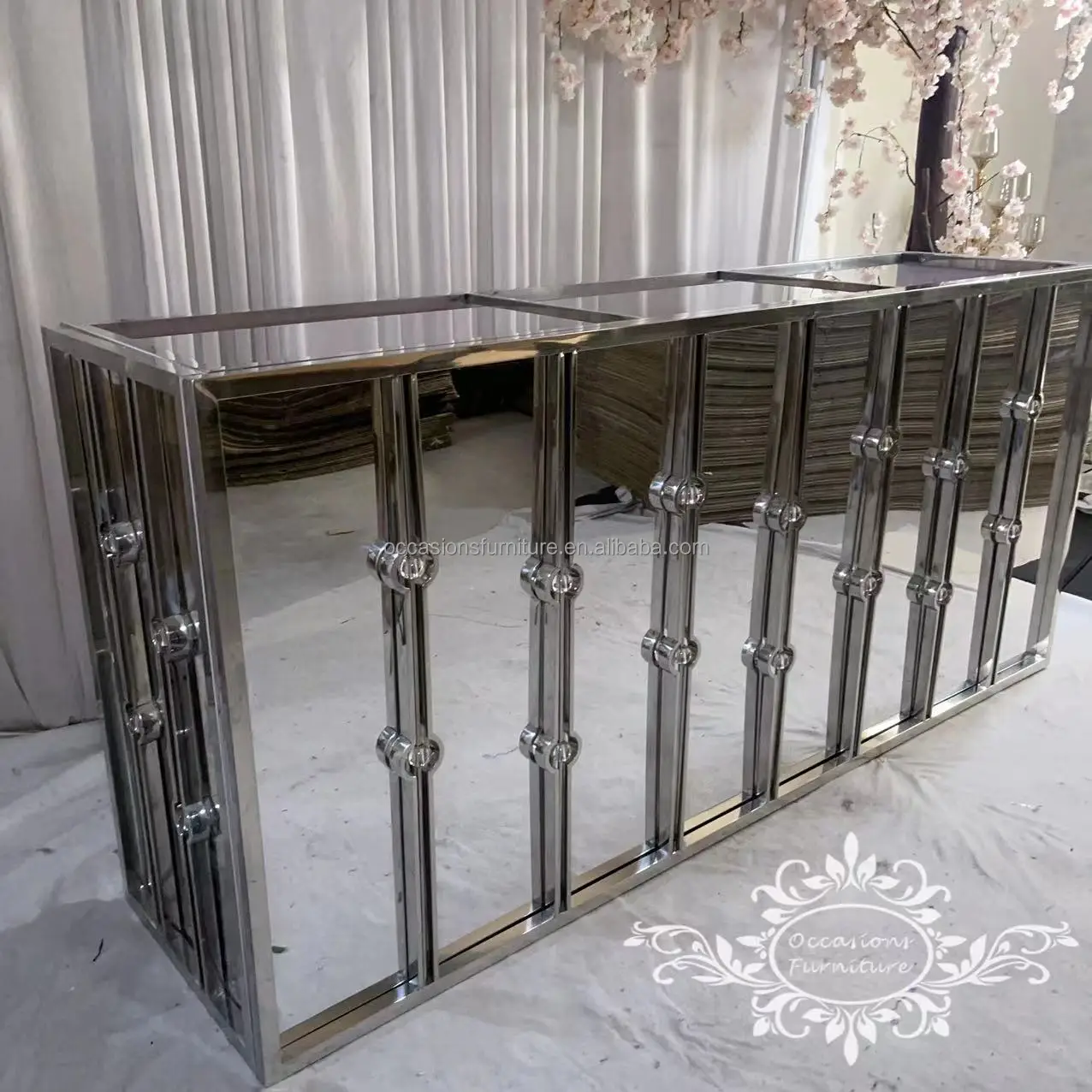 Stainless Steel Furniture Silver Crystal Bar Counter Cocktail High ...