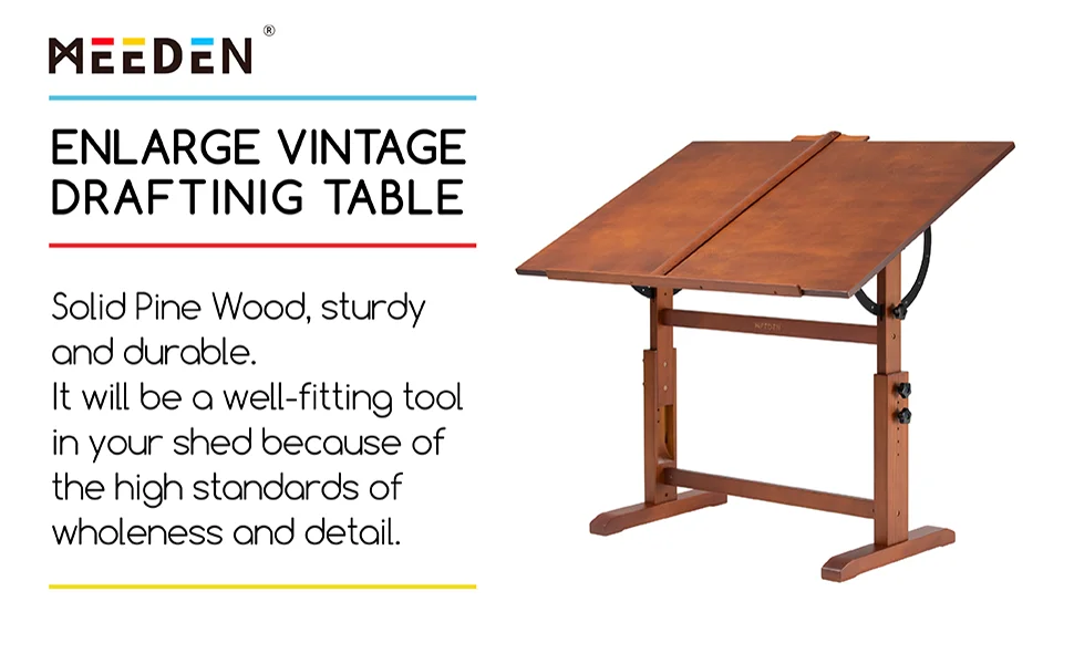 MEEDEN Adjustable Drafting Table & Desk, Extra Large Wood Design, OEM
