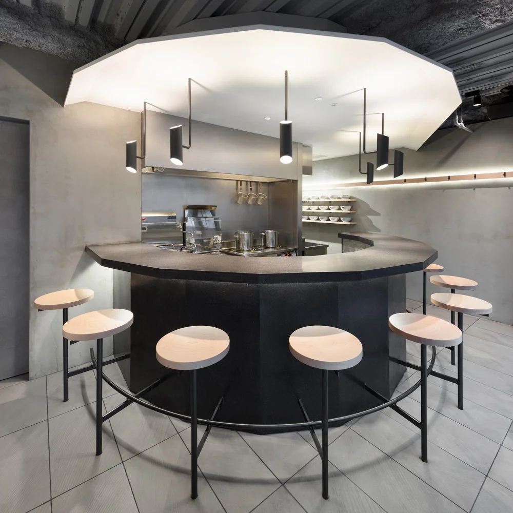 Modern Minimalist Style Composite Coffee Bar Wooden Circular Counter ...