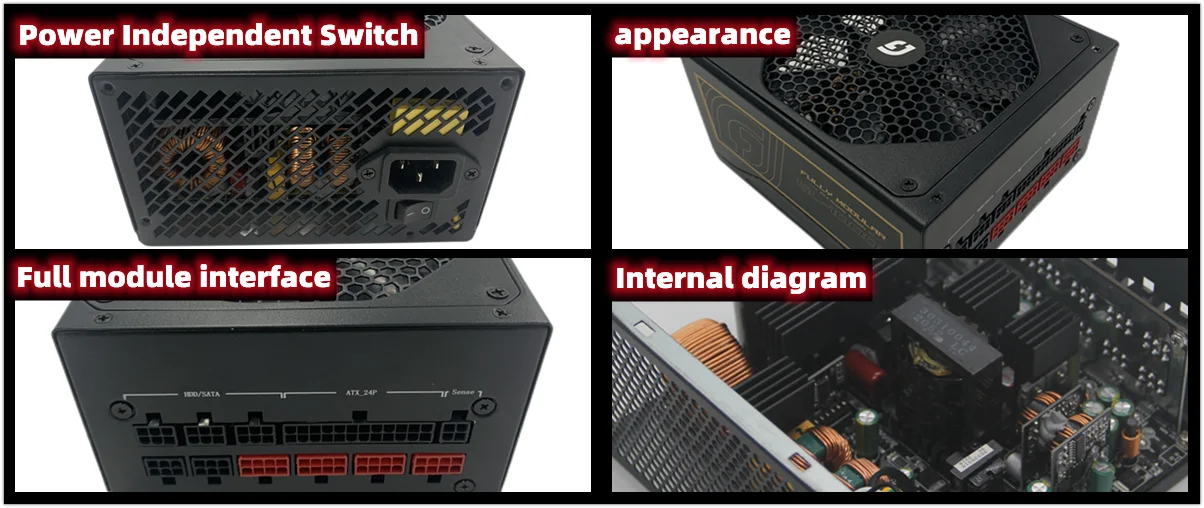 Greenleaf 24PIN 850W 80Plus Gold Full Module Power Supply for Gaming ...