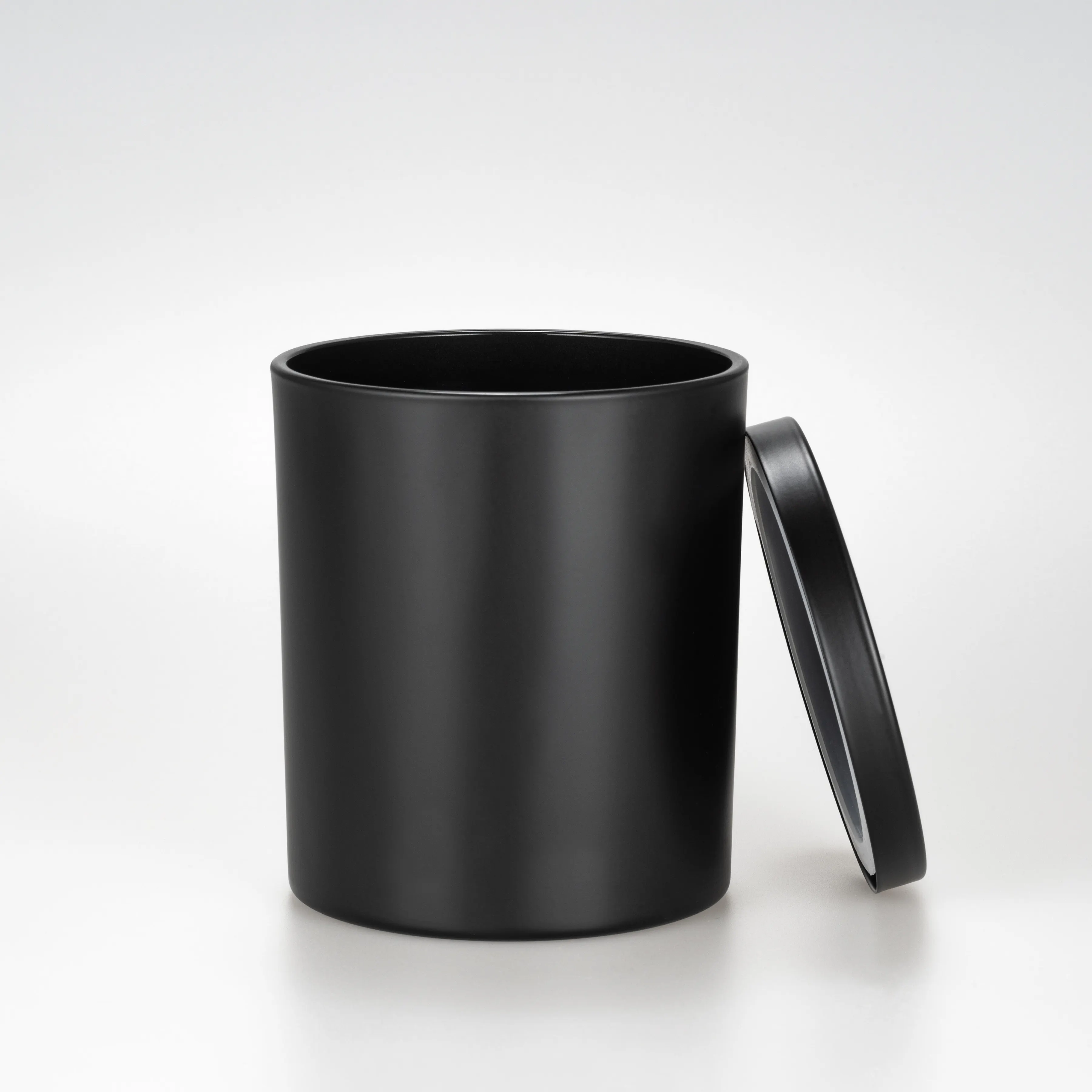 14oz Matt Black Glass Candle Jar with Black Metal Lid