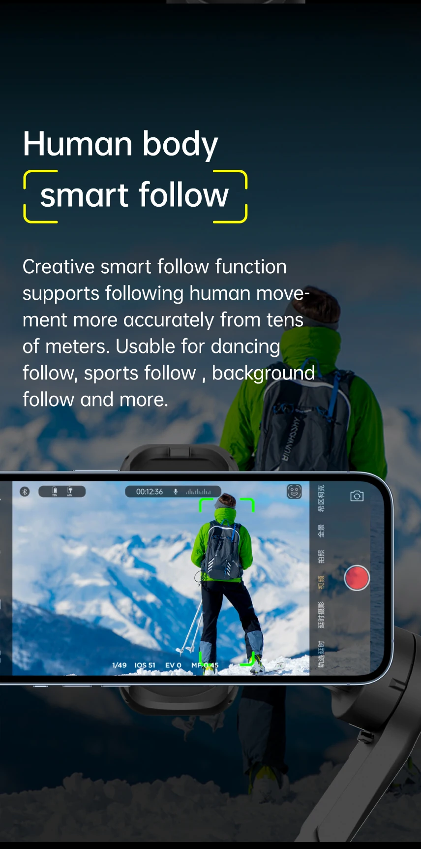 AOCHUAN Smart XE 3-Axis Gimbal Stabilizer: Foldable Selfie Stick with ...