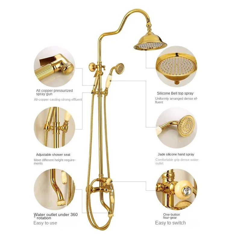 Luxury Antique Luxury Gold Exposed Shower Mixer Set,European Hotel ...
