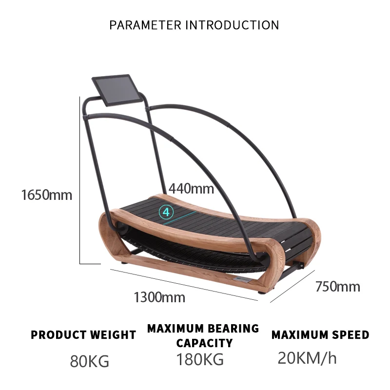 Wakagym Home Wooden Curve Treadmill Professional Fitness Treadmill ...