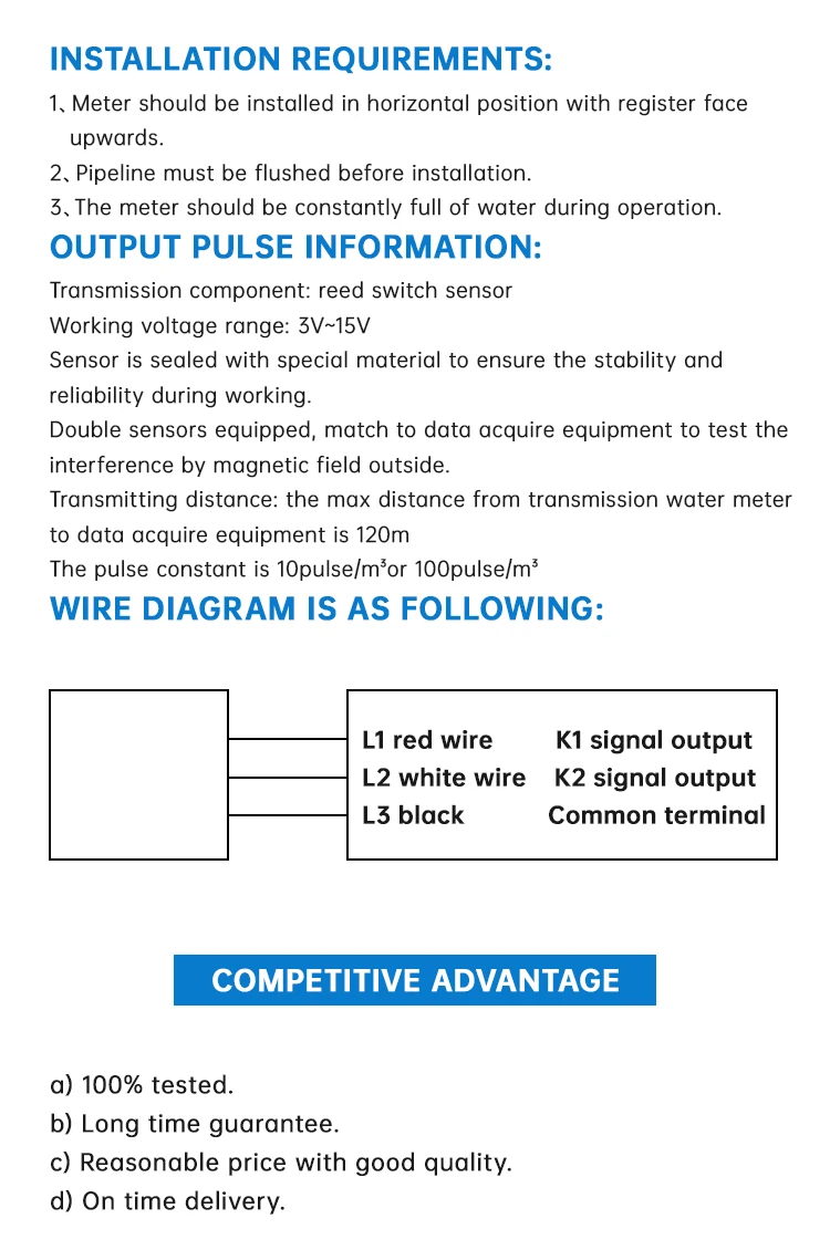Agriculture Irrigation Multi Jet Water Meter Piston 15mm Class B Water ...