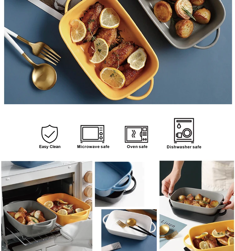 Wholesale Custom Kitchen Baking Pan Cake Pan Ceramic Rectangle Baking ...