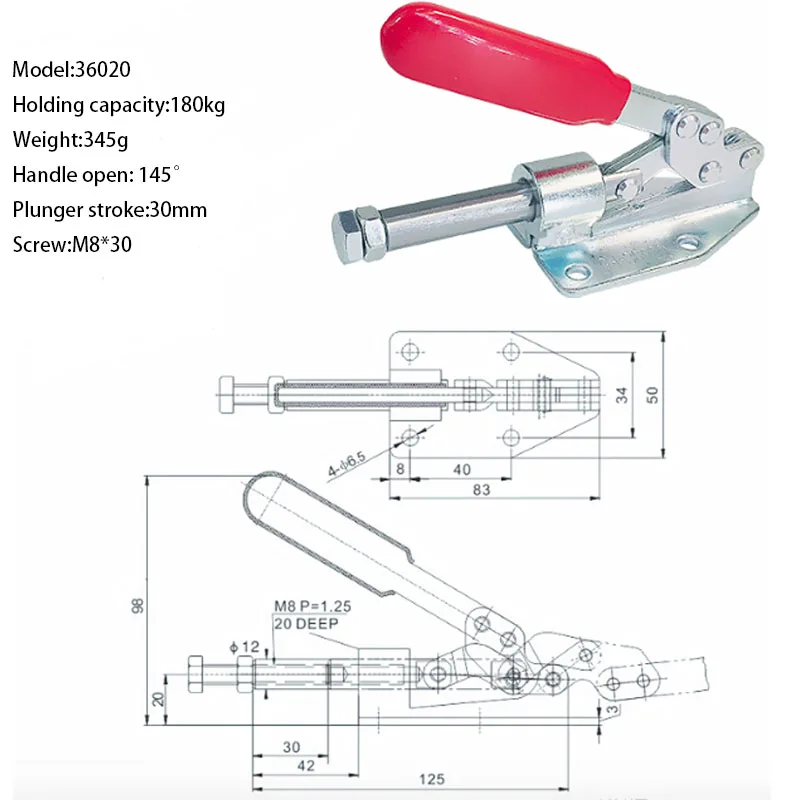 302F Heavy Duty Push Pull Toggle Clamp - 136kg Capacity