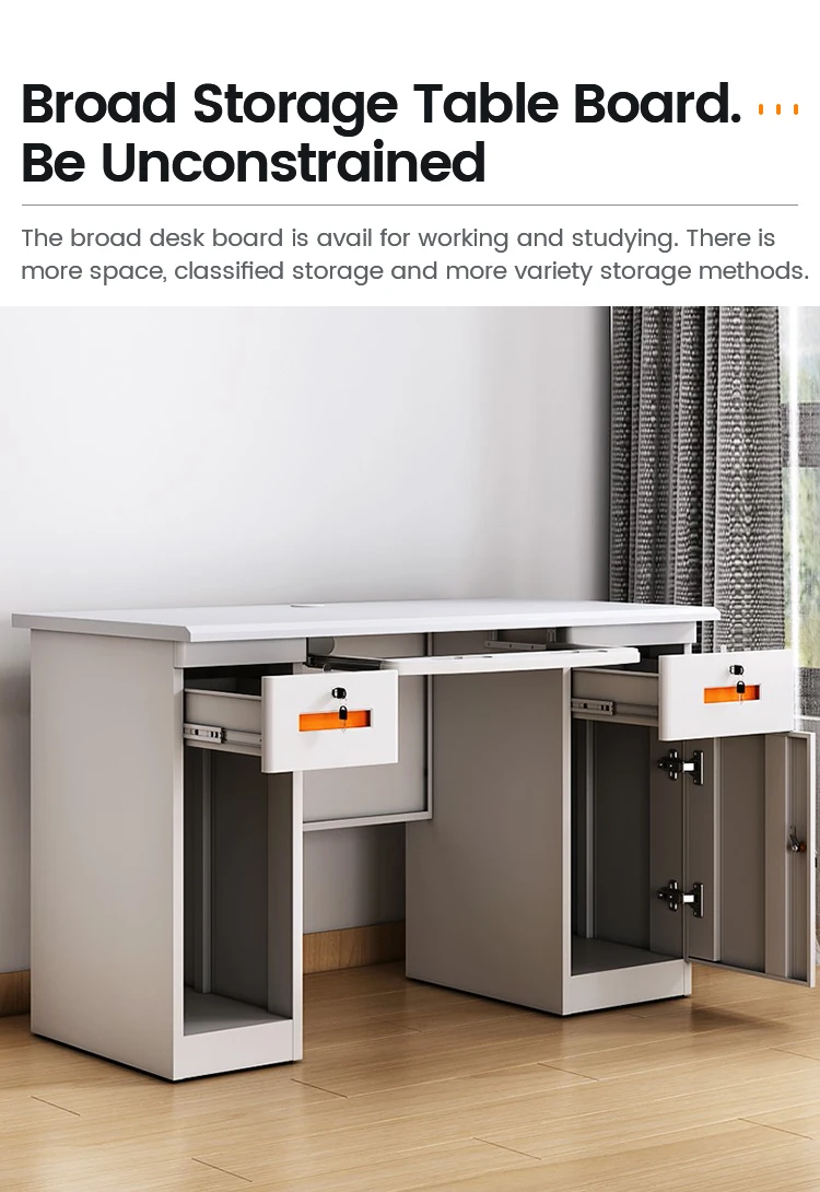 Metal Office Stable With 4 Drawer Cabinet Computer Desk Computer Table ...