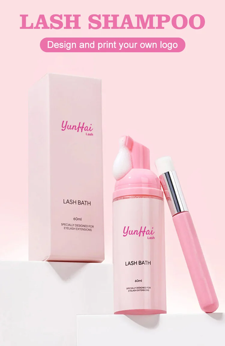 Own Your Logo Lash Foam Cleansers Vegan Pink Color Lash Shampoo Bottles ...