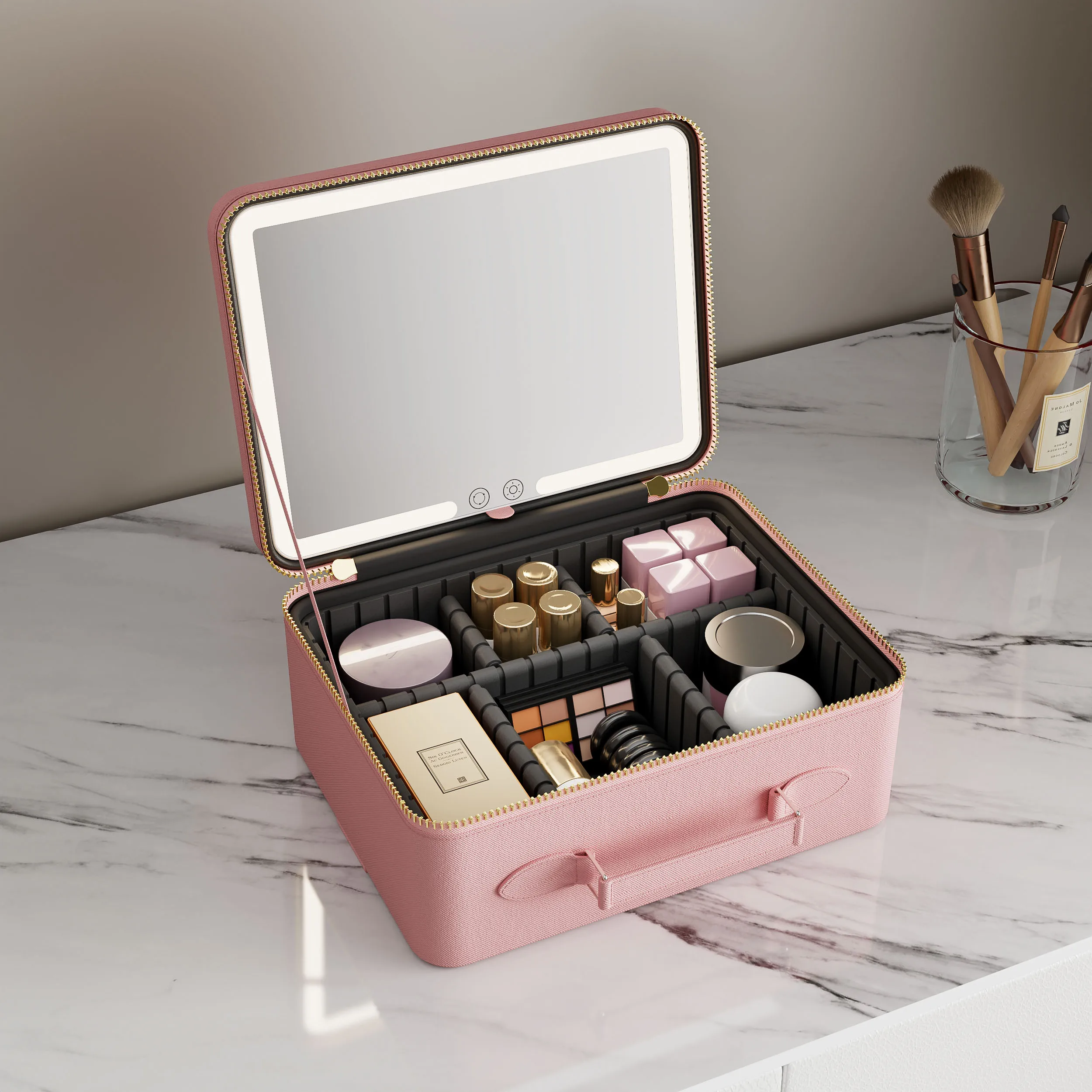 Rechargeable Storage Box Portable Cosmetic Vanity Make Up Folding ...