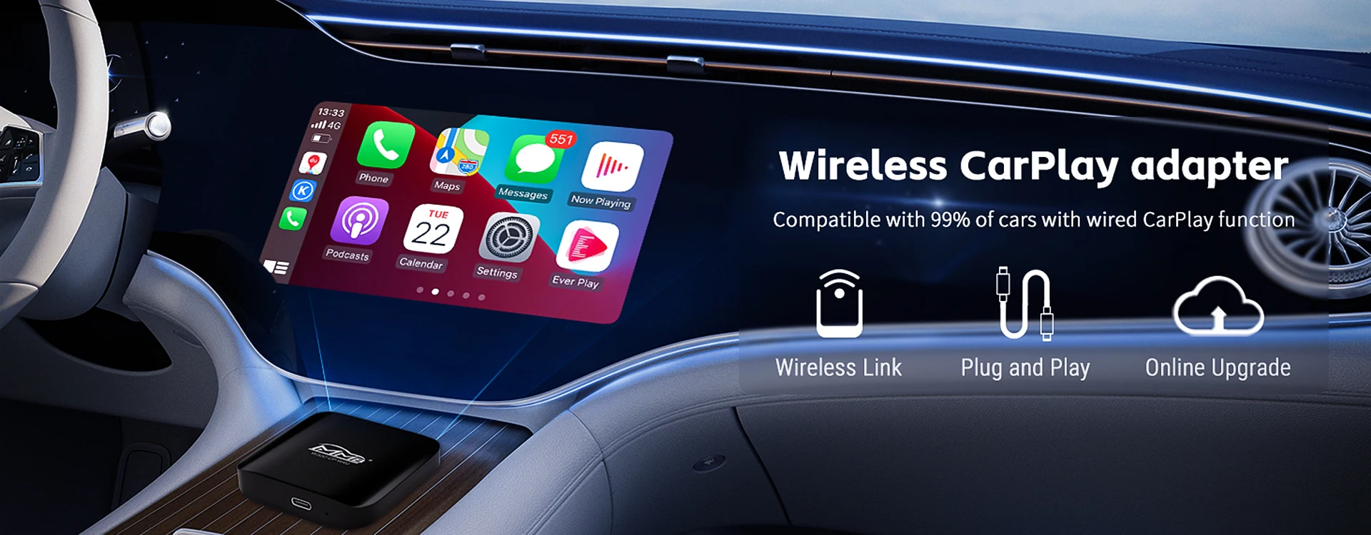MMB AI Box Type C Wireless Carplay Auto Dongle for Apple Iphone