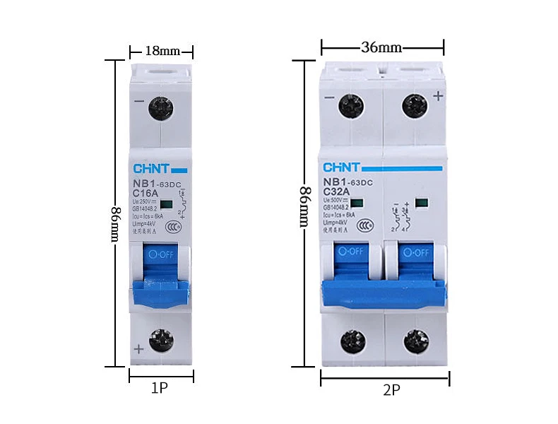 Chint เดิม Dc ขนาดเล็ก Nb1-63dc Mcb ประเภท1a 2a 3a 4a 6a 10a 13a 16a ...