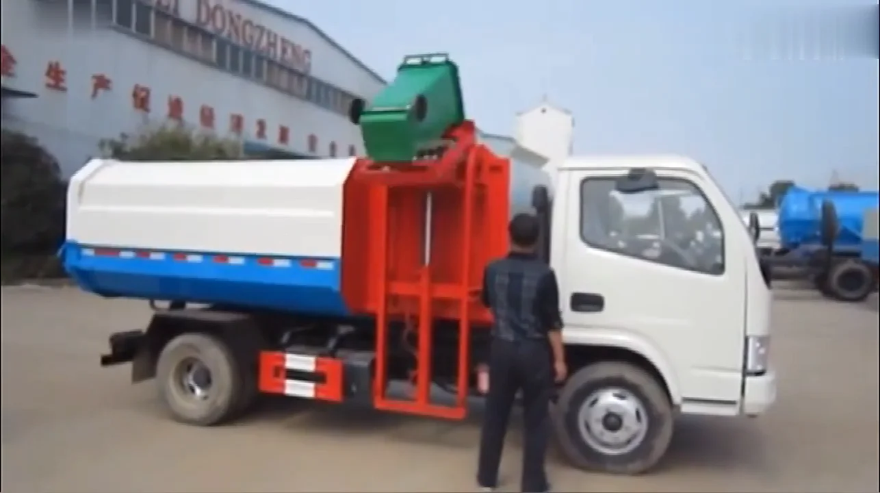 Foton 4x2 Mini Side Loader Garbage Truck With Lift 240 Liters Garbage ...