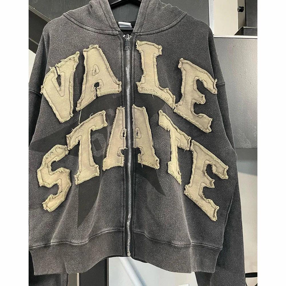 Shop Our No Pocket Crop Blank Oversized Hoodies with Distressed Patch ...