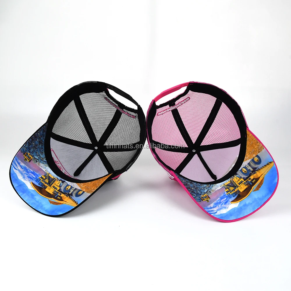 Custom 3d Embroidery and Printing Logo Under Brim High Profile Trucker Caps, 2 Side Strips Deep ...